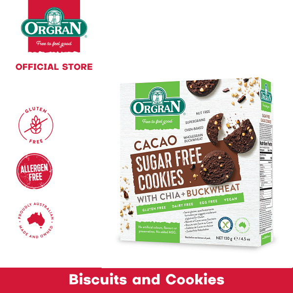 Orgran Gluten Free Sugar Free Cacao Cookies 130g | Lazada