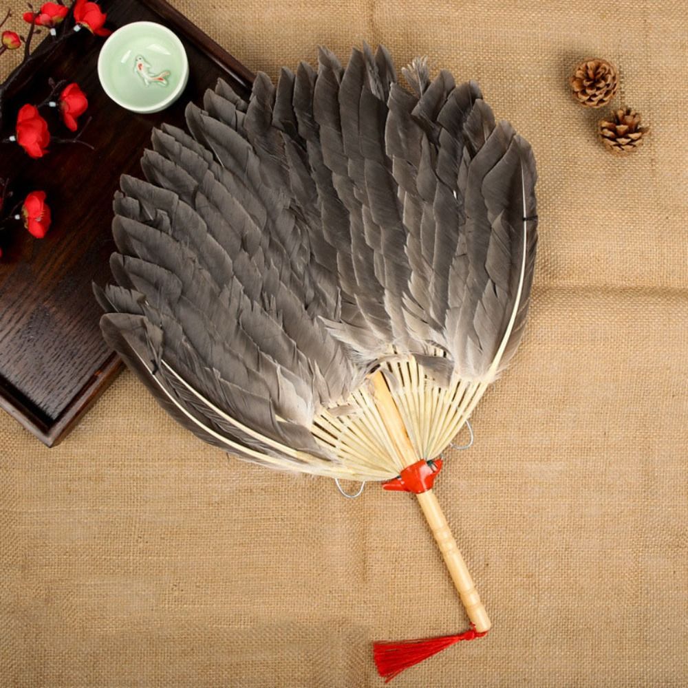 Zhuge Liang Fan Chinese Style Goose Feather Fan Large Size Vintage Hand ...