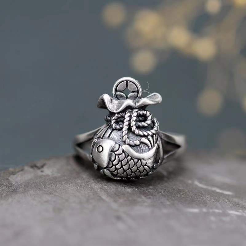 【Fashion-forward】New Vintage Money Bag Opening Adjustable Ring for and ...