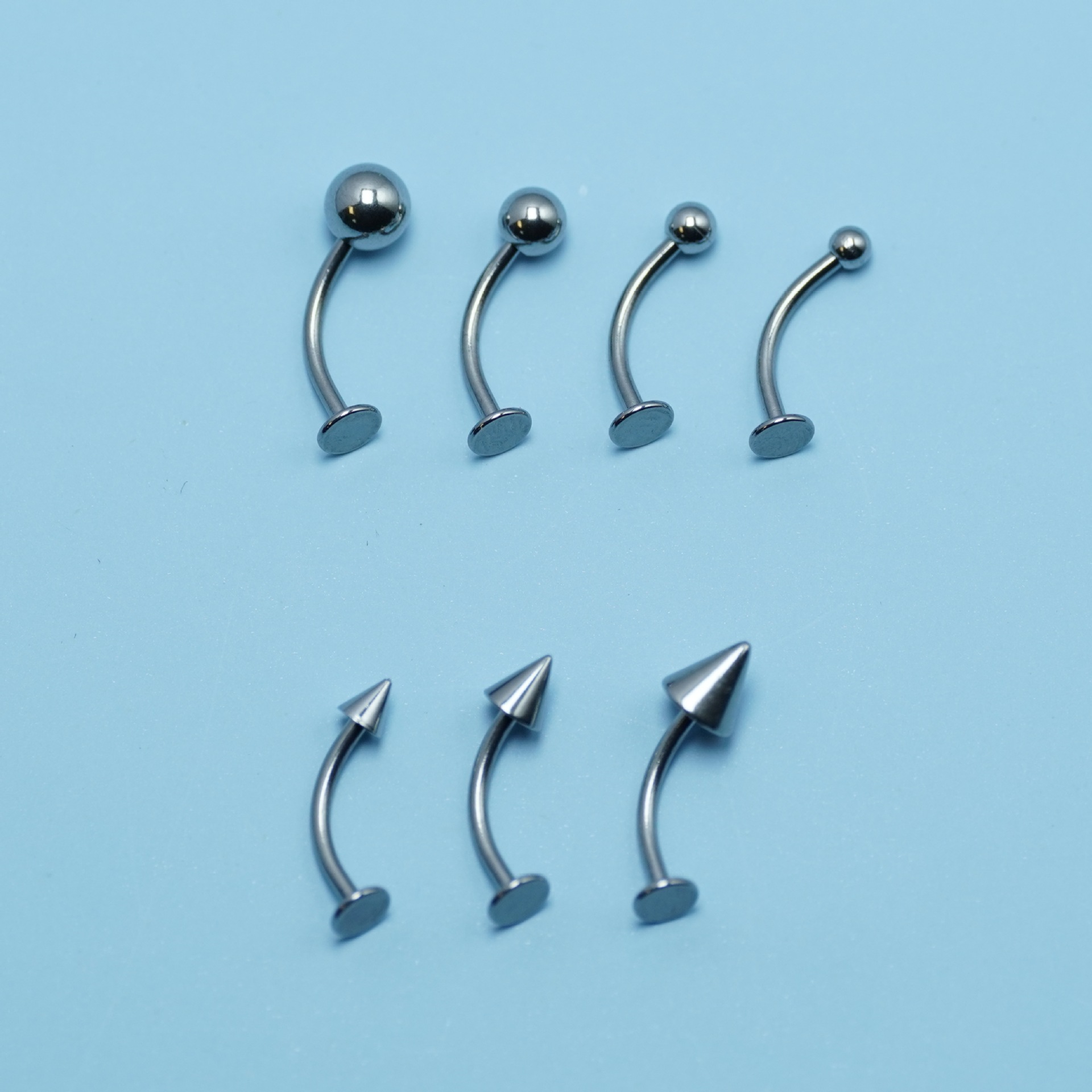Stainless steel bent rod flat bottom lip nail ear bone nail titanium ...