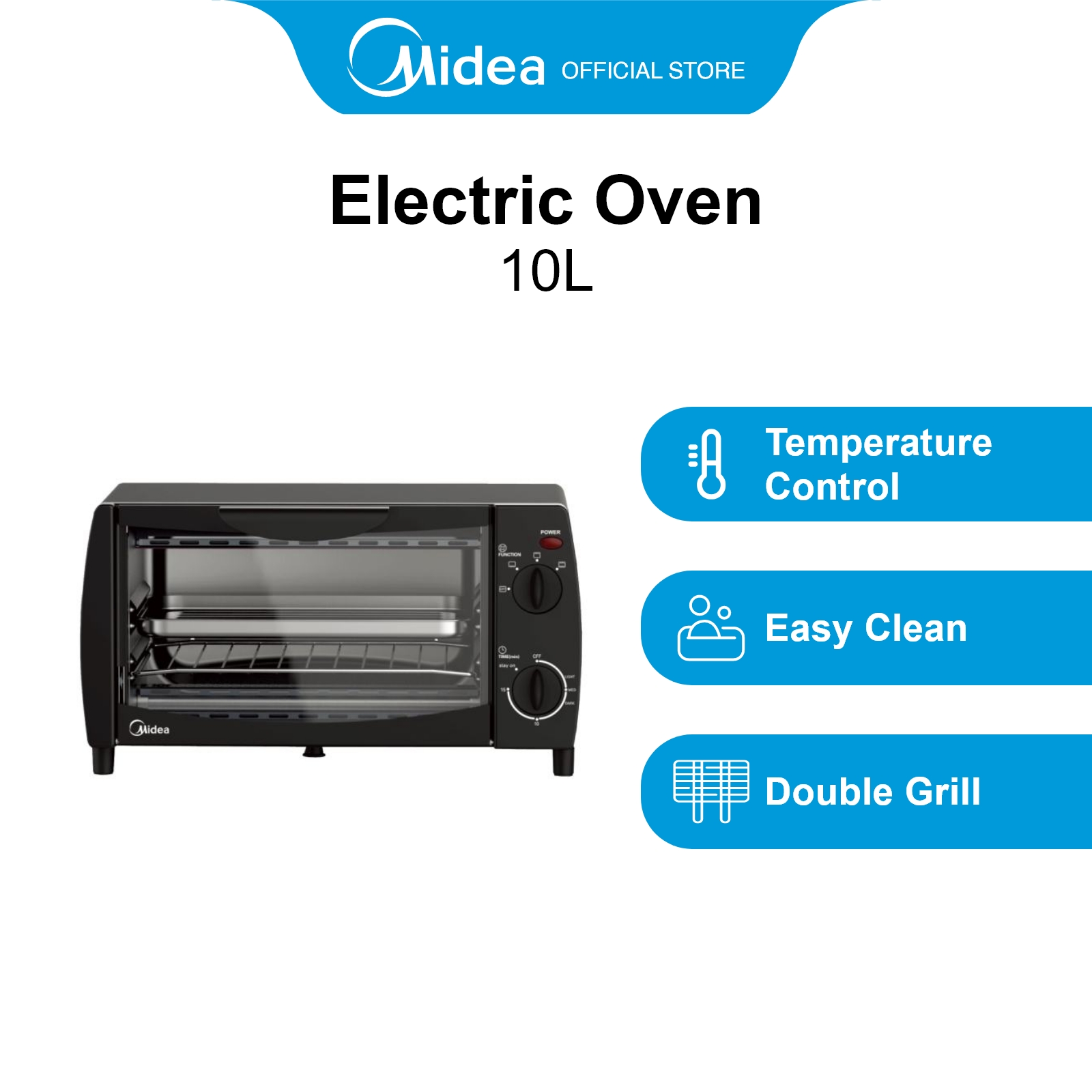 Midea MEO-10BDW-BK Black Mechanical Toaster Oven, 10L | Lazada Singapore