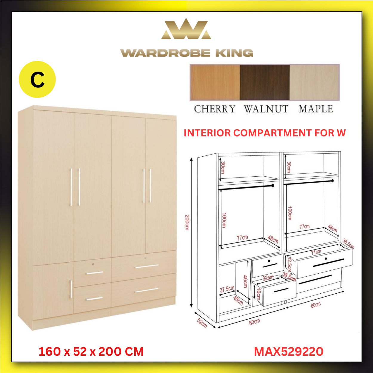 5ft MAXCO 4 Open Door WD-Wardrobe King | Lazada Singapore
