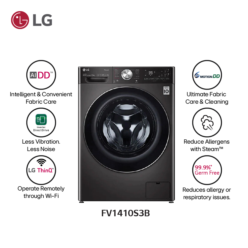 LG 10 KG Front Load Washing Machine (FV1410S3B) – AI DD Motor ...
