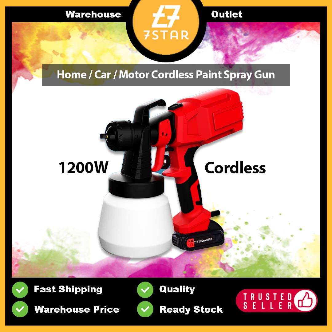 7star 21V Cordless Electric Paint Spray Gun 1200W 800ml High Power ...