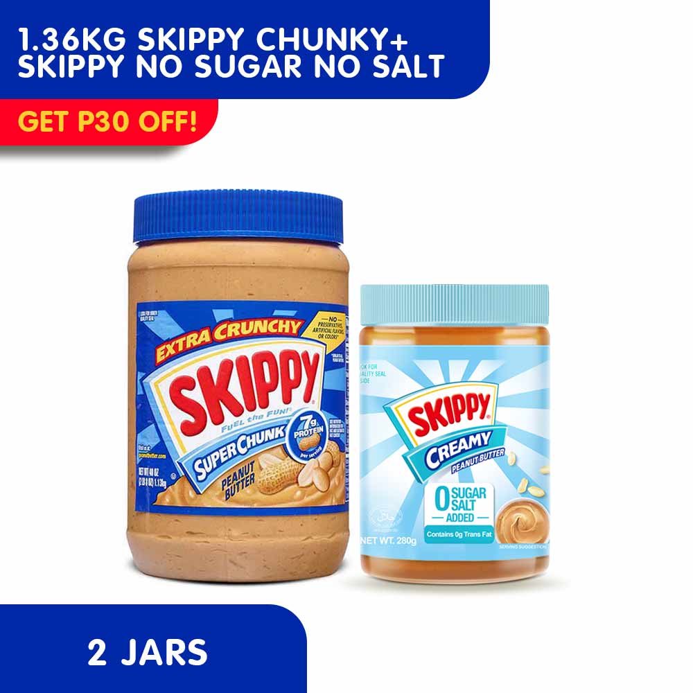 1.36 kg SKIPPY® Chunky + SKIPPY® No Sugar No Salt Added | Lazada PH