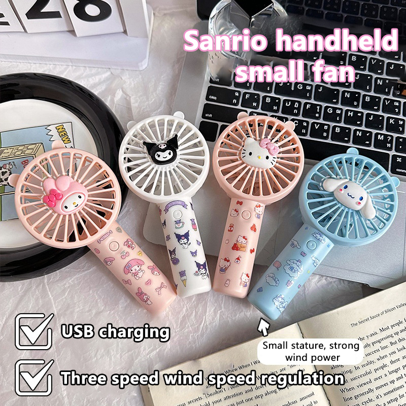 Mini Fan Cartoon Cinnamoroll Kuromi Melody Handheld Fan DIY Sticker ...