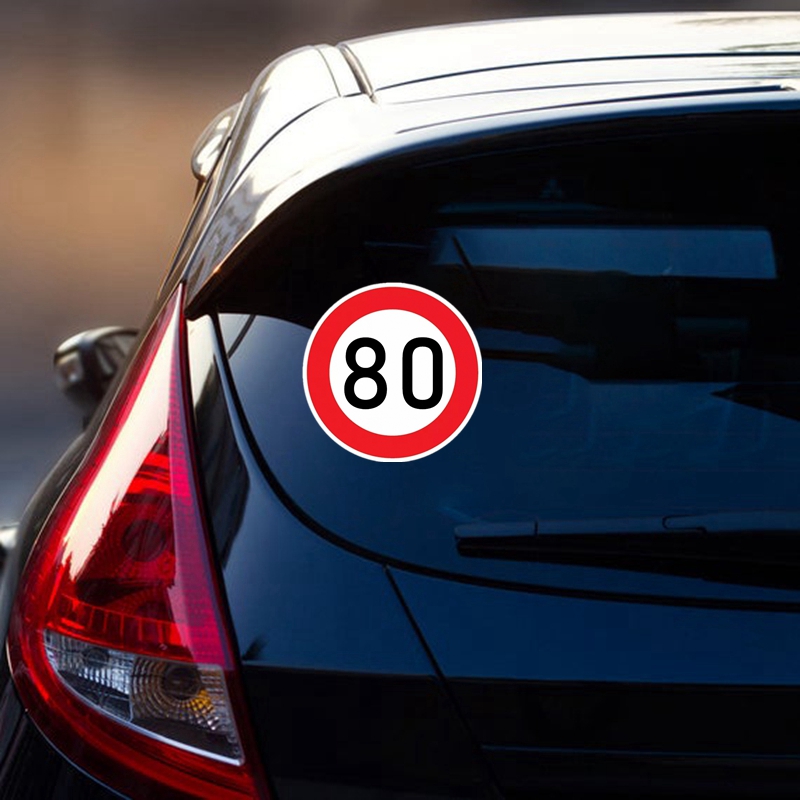 B-0075 Speed Limit 80 Km 16 Cm Self-Adhesive Decal Car Sticker ...