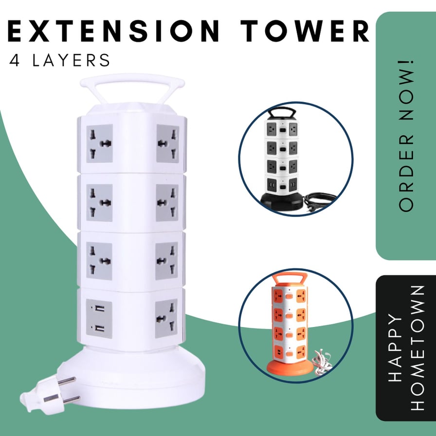 Extension Socket Tower 3 Layers 4 Layers with USB Port Universal ...