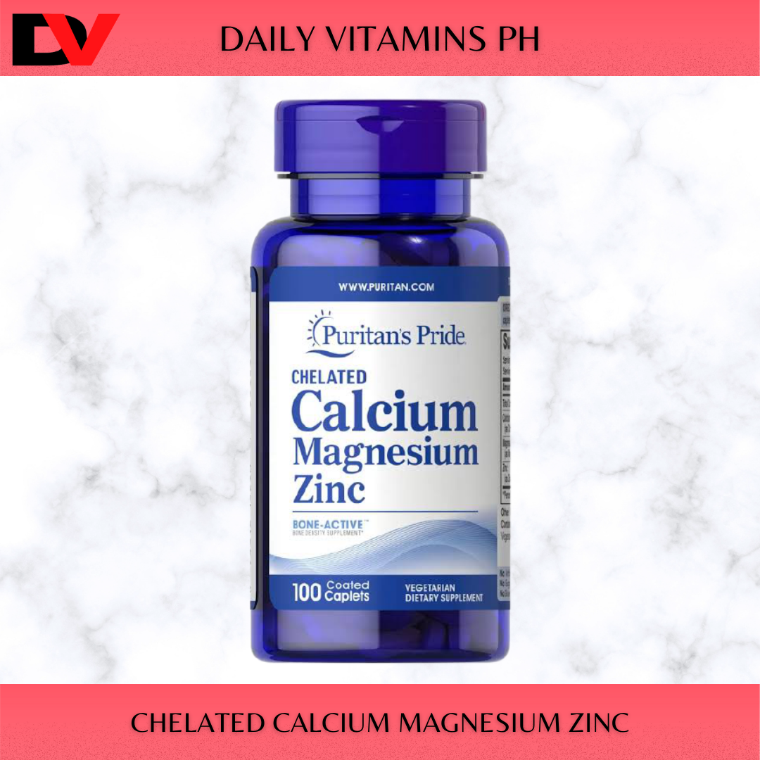 Puritan’s Pride Chelated Calcium Magnesium Zinc, 100 Caplets - Bone and ...