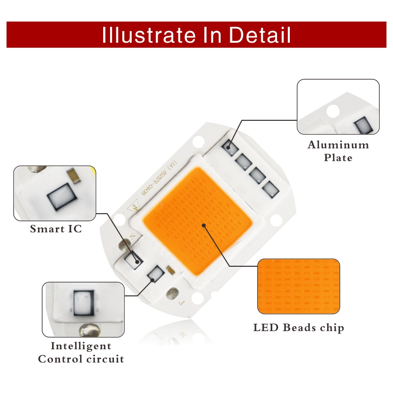 Full Spectrum Led Grow Chip 10w 20w 30w 50w 110v 220v Cob Grow Chip ...