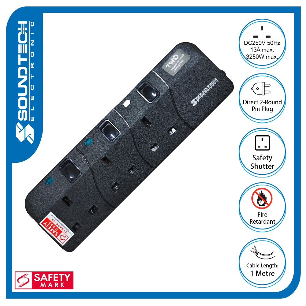 SOUNDTEOH 3WAYS - 4WAYS EXTENSION SOCKET (CABLE CORD: 1M) | Lazada ...