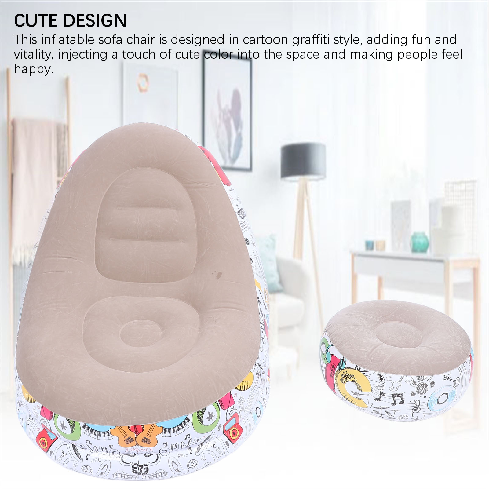 Inflatable Lounge Chair Minimalist Air Couch Sofa 220.5lb Load Bearing ...