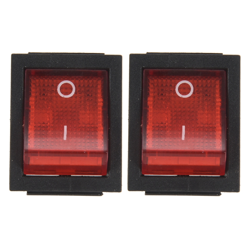 2X Red Light 4 Pin DPST ON/OFF Snap in Rocker Switch 15A/250V 20A/125V ...