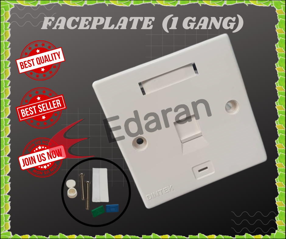DINTEK - 1 GANG FACEPLATE , 1 GANG & 2 GANG 45 DEGREE FACEPLATE , CAT ...