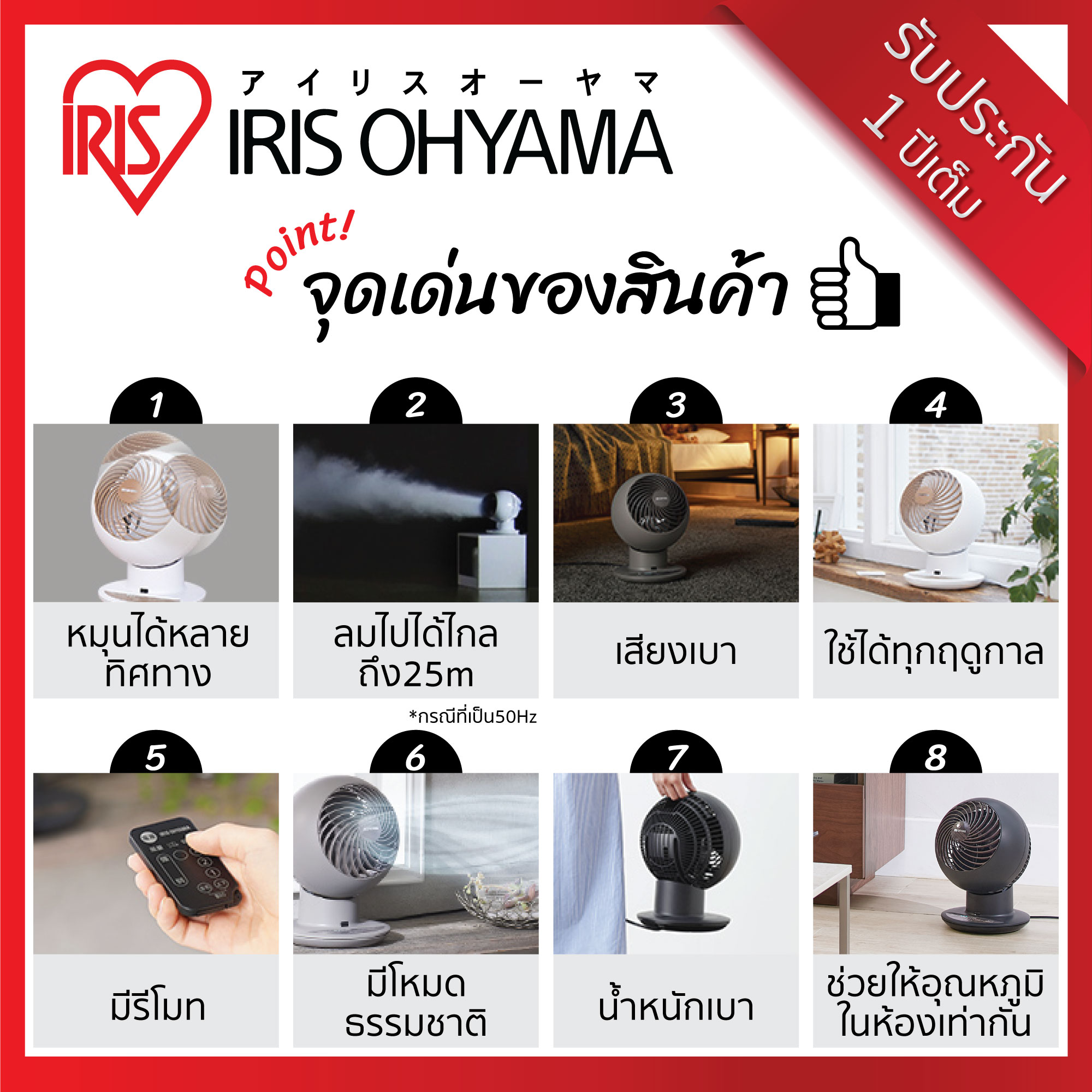พัดลมหมุนเวียนอากาศ พัดลมตั้งโต๊ะ ไอริส โอยามะ IRIS OHYAMA WOOZOO รุ่น PCF-SC15T Wood Matt ...