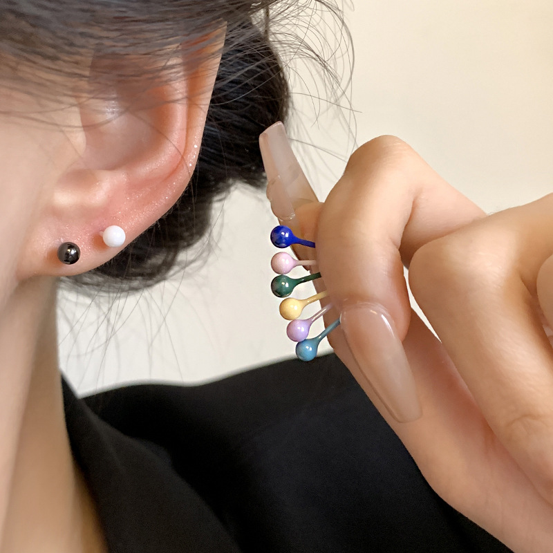 Bio-porcelain Ear Holes Ear Stud Female Ceramic Earrings Anti-blocking ...
