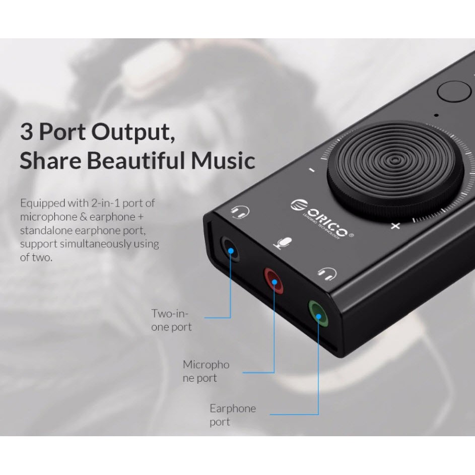 (SC2 version)ORICO Portable USB External Sound Card Microphone Earphone ...