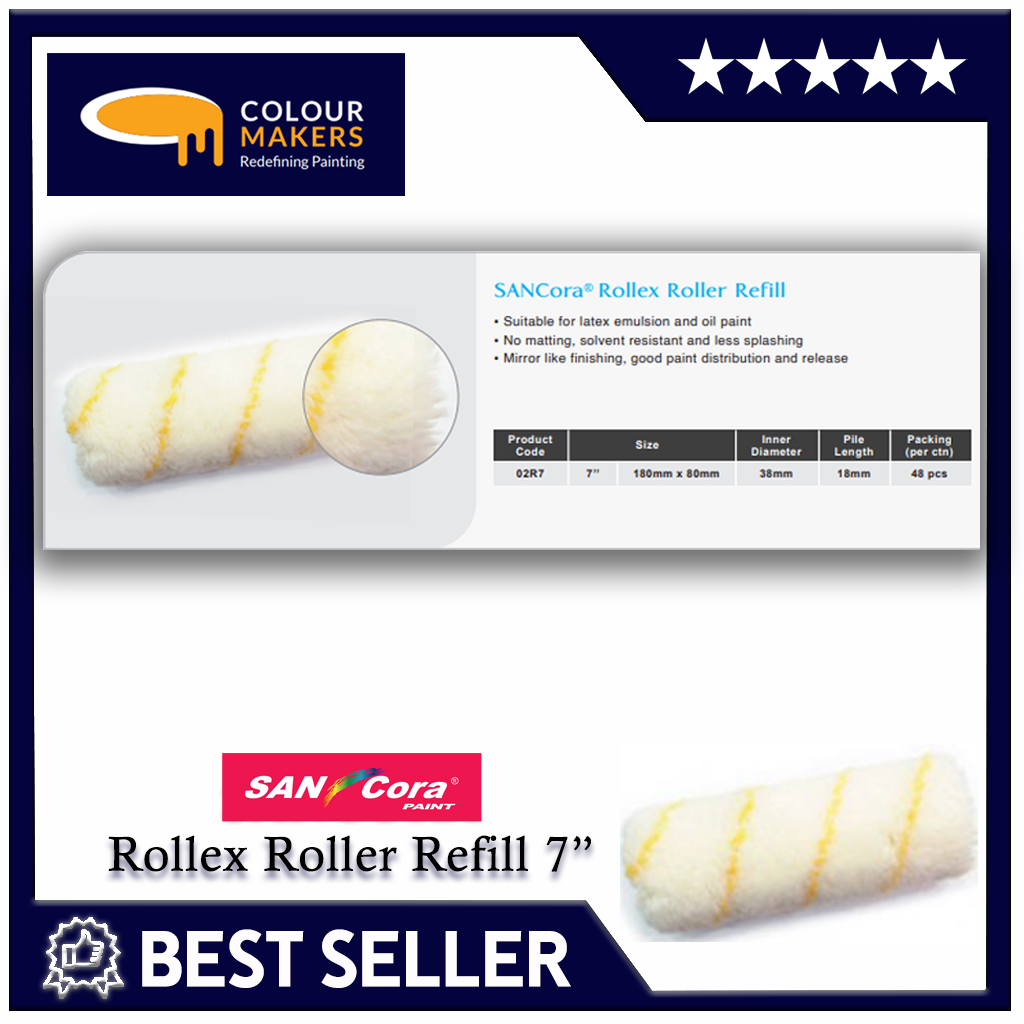 Rollex Roller Refill 7" Bulu Cat Gelek Cat 7 inchi Berus Cat Roller ...
