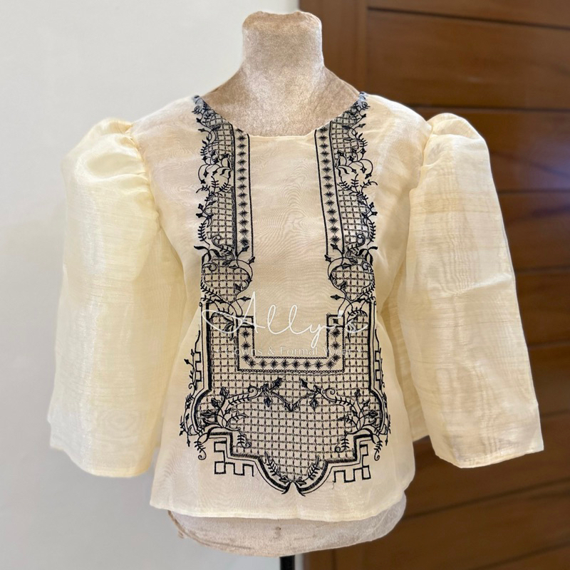Modern Filipiniana Kimona 3/4 Sleeves Beige Barong Embroidery | Lazada PH