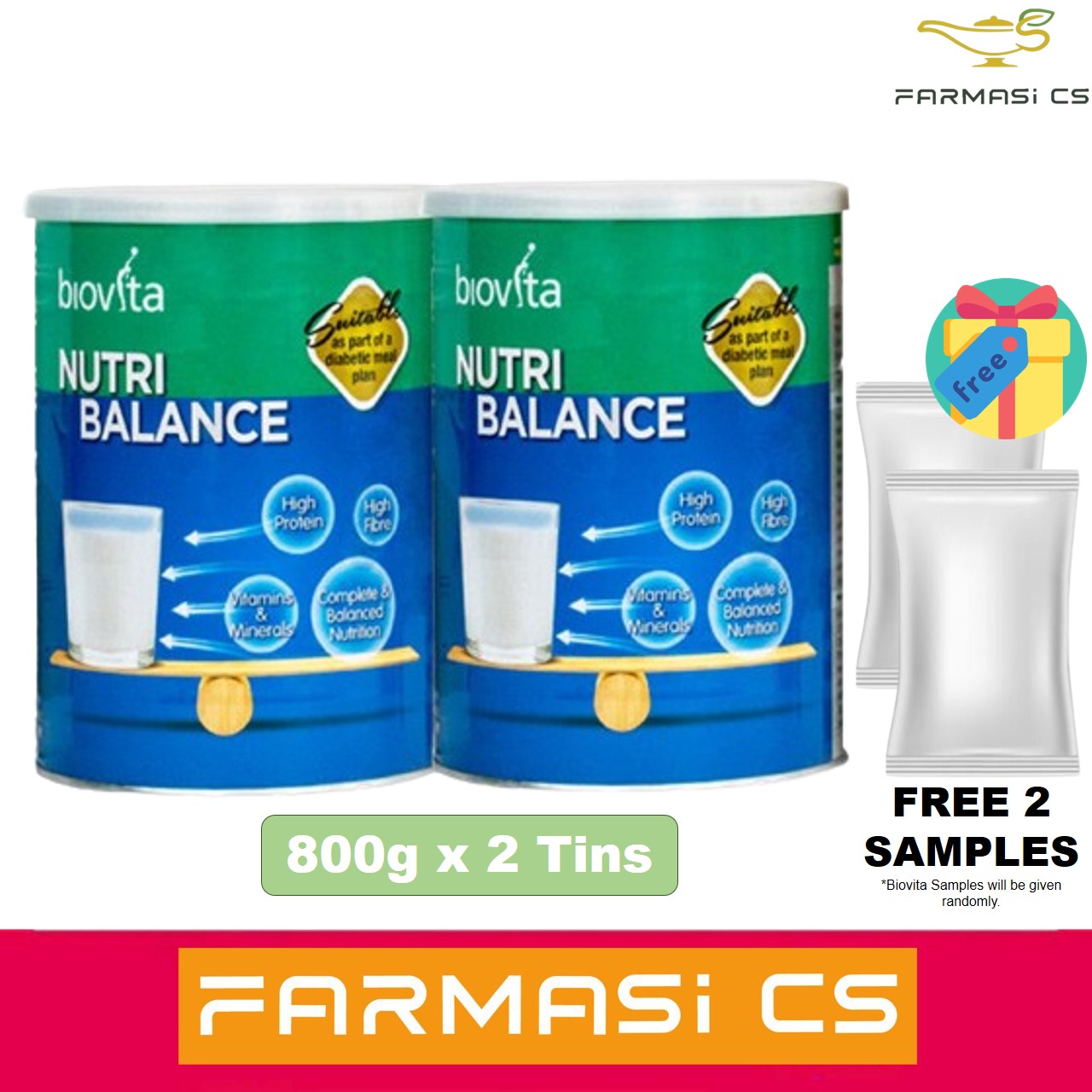 Biovita Nutri Balance 800g x 2 Tins(TWIN) FREE 2 SAMPLES EXP:09/2025 ...