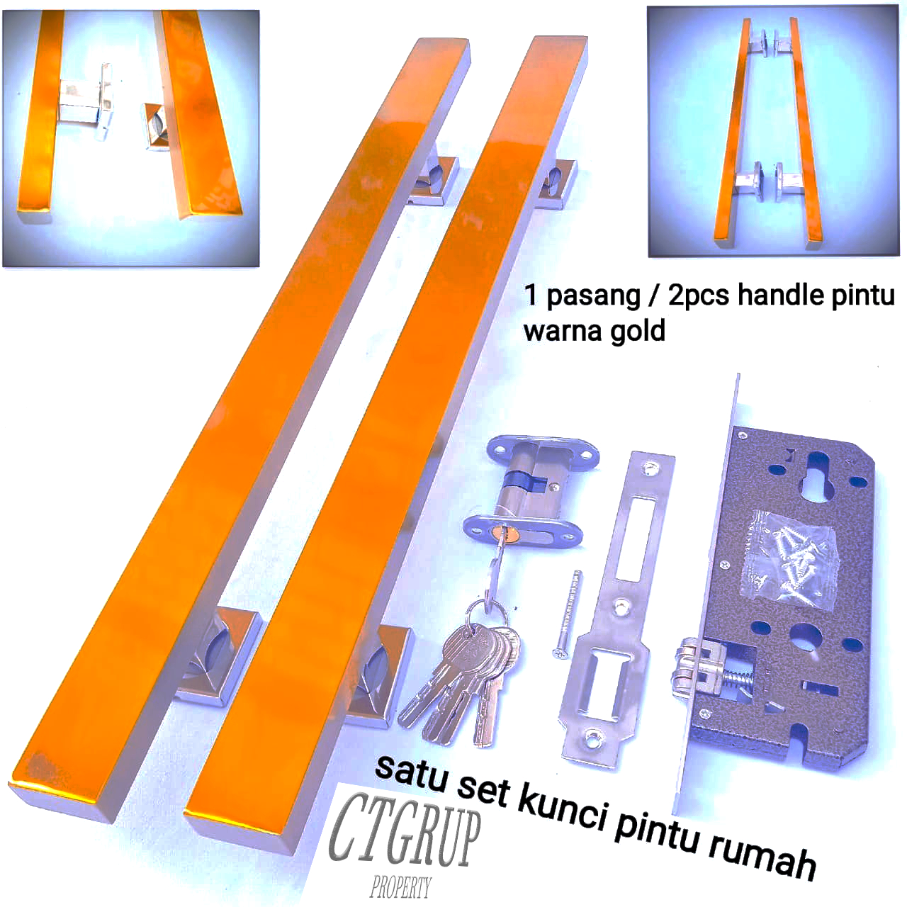 satu set kunci pintu rumah,2 buah handle pintu satu pasang,cocok untuK ...
