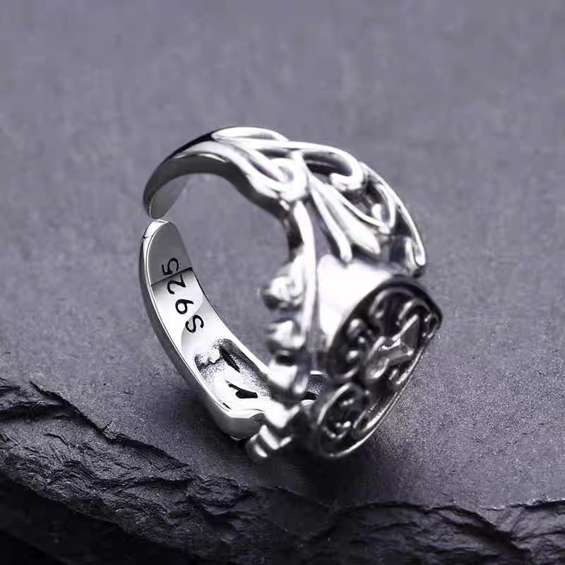 Guofeng Love Lock Ring Men's and Women's Loose Mouth Ring Thai Silver ...