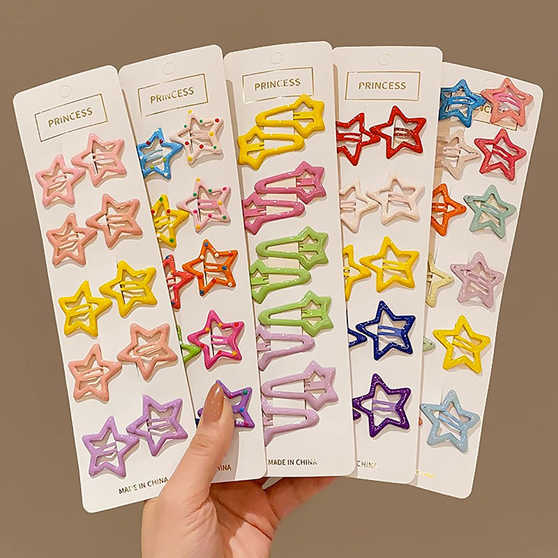 3/10Pcs Bobby Pin Girl Colorful Stars Barrettes Metal Snap Clips Kids ...
