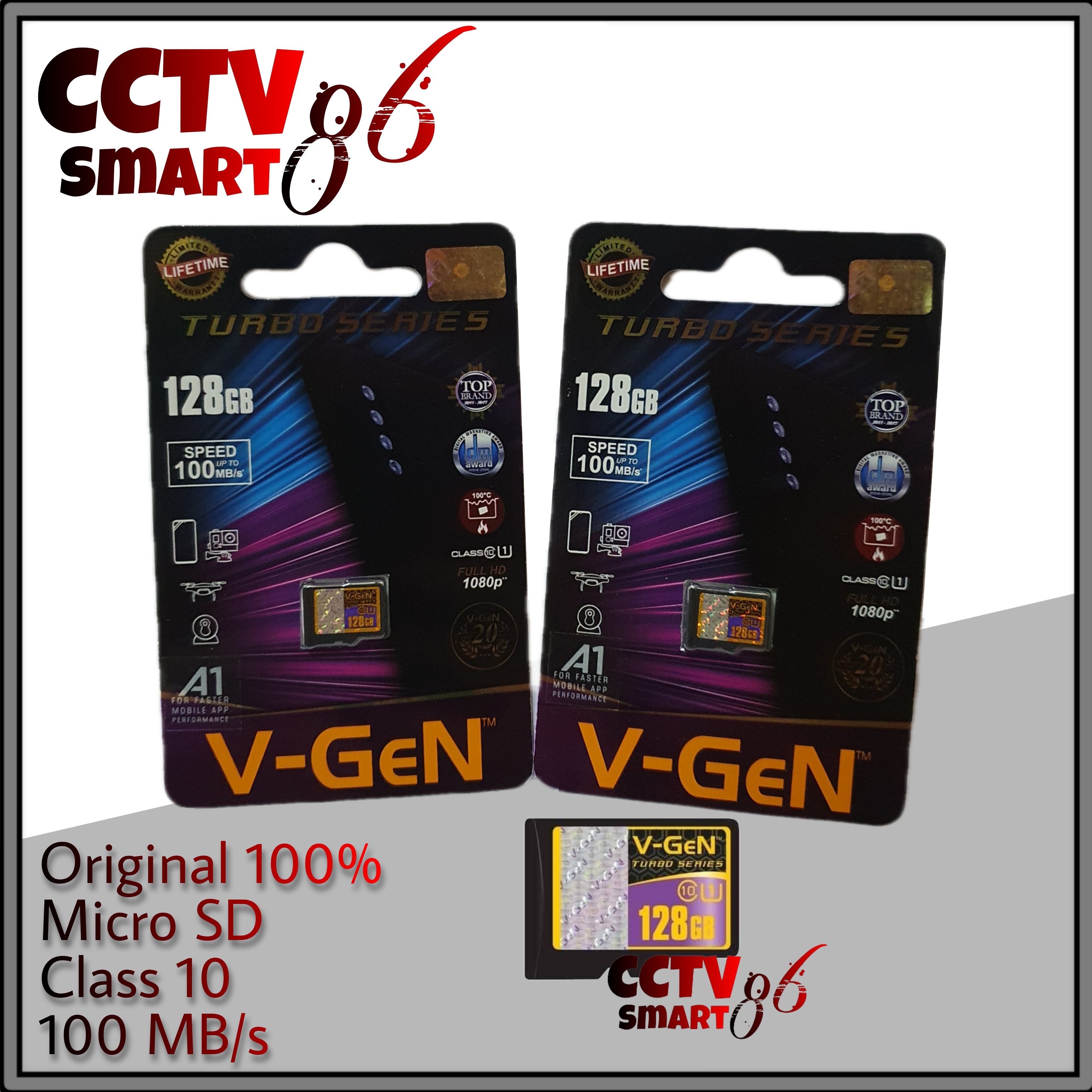 Micro SD 128GB V-GeN Turbo 100MB/s Class 10 Memory Card Vgen ORIGINAL ...
