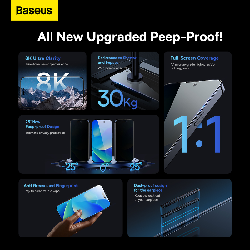 Baseus 2Pcs 0.3mm HD Tempered Glass Screen Protector For iPhone 14 ...
