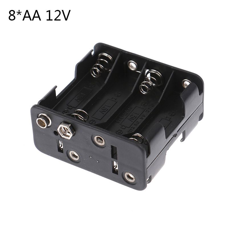 8*AA 12V Battery Clip Slot Storage Holder Box Case With 9V Snap ...