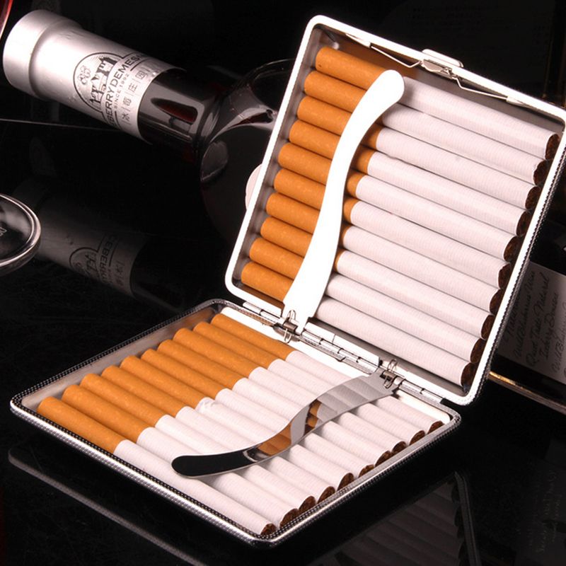 Leather Cigar Cigarette Tobacco Case Holder Pocket Box Storage For 20 ...