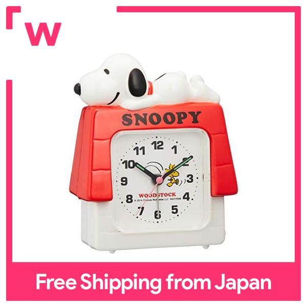 SNOOPY alarm clock character analog R551 electronic sound 3D white ...