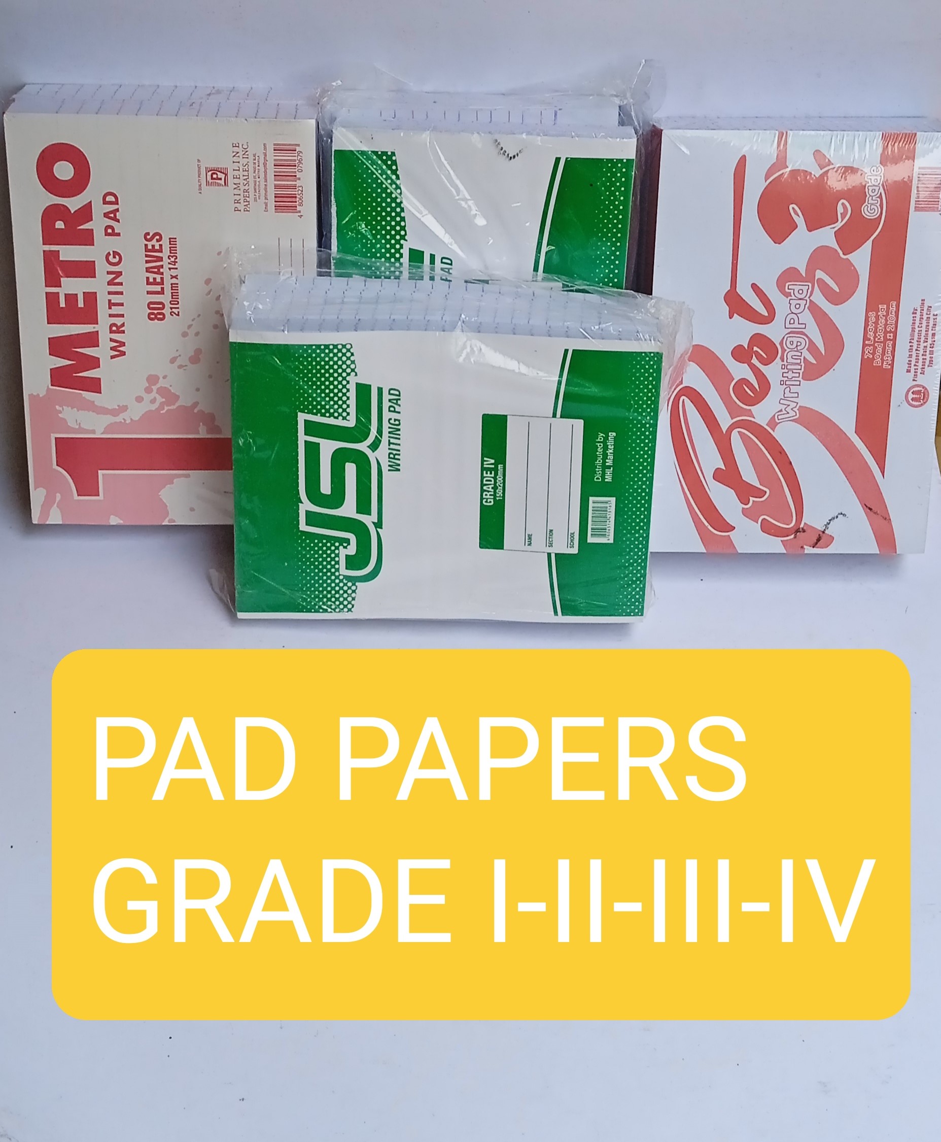 PAD PAPERS FOR GRADE I-II-III-IV 80 LEAVES PER PAD/10 PADS PER REAM ...