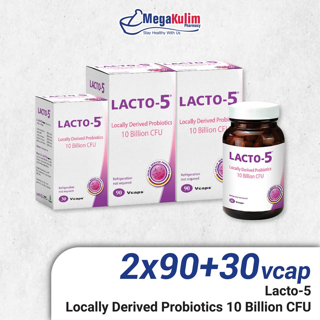 Lacto-5 Locally Derived Probiotics 10 Billion CFU (30's / 2x90's+30's ...