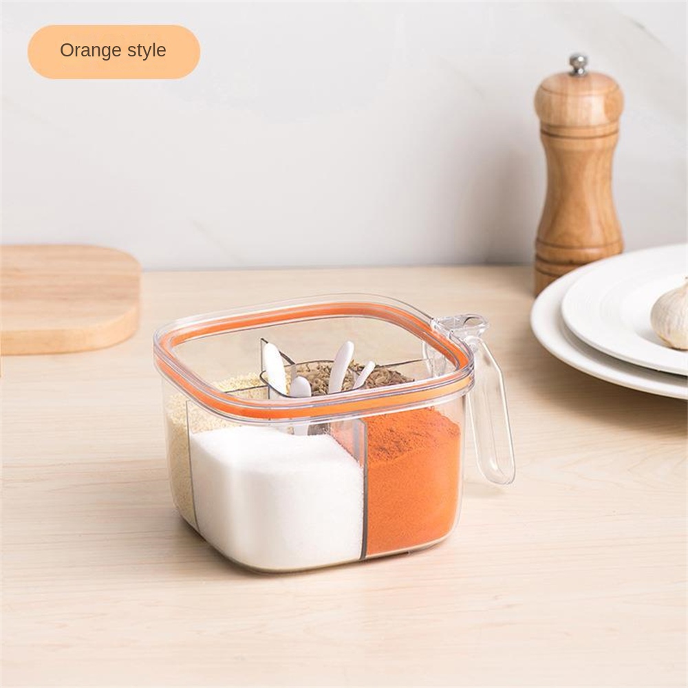 1pc Seasoning Box With Spoon 4 In 1 Multi Compartment Transparent ...