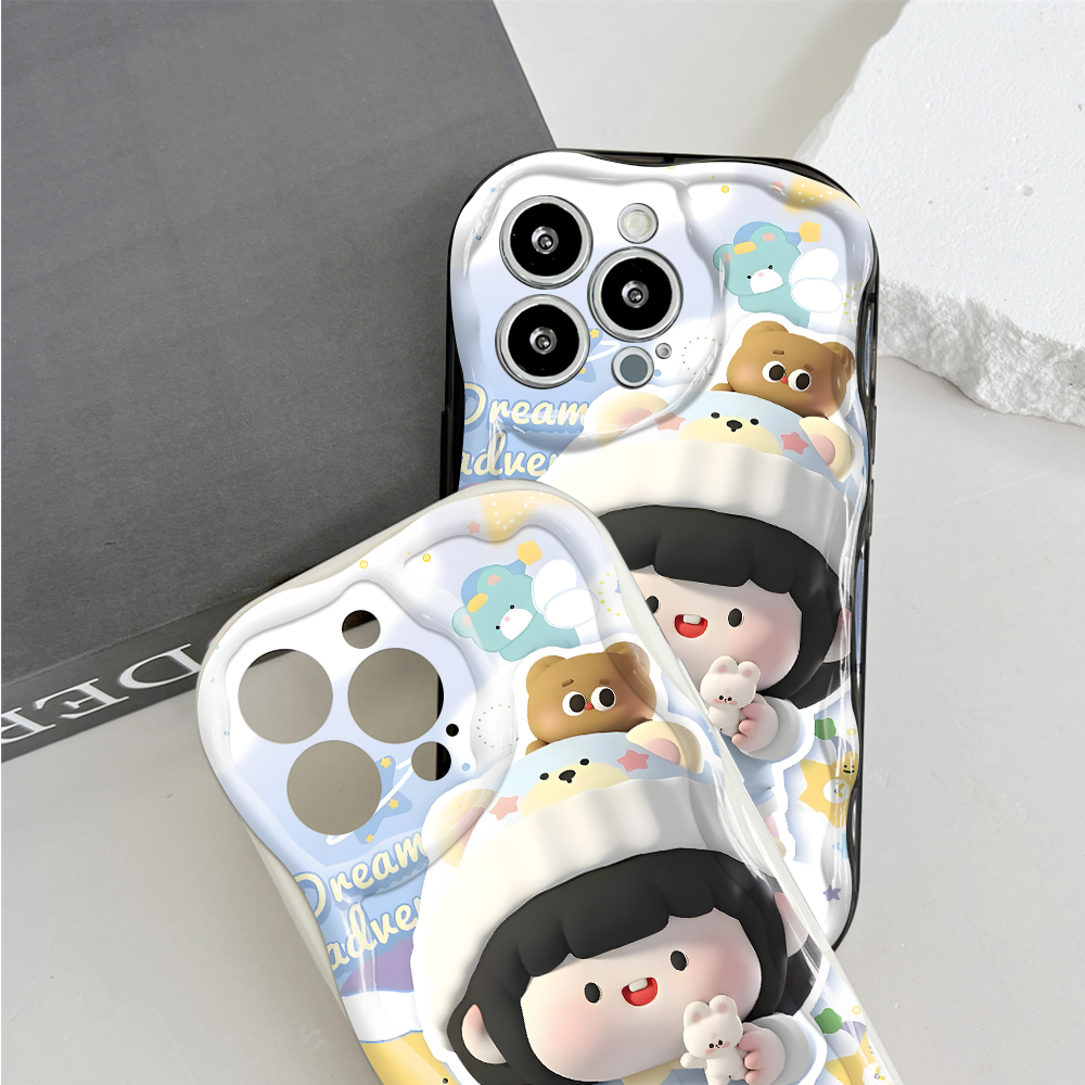 Jizetin for Realme C21 Back Cover Winter Cute Baby Cream Wavy Edge Soft ...