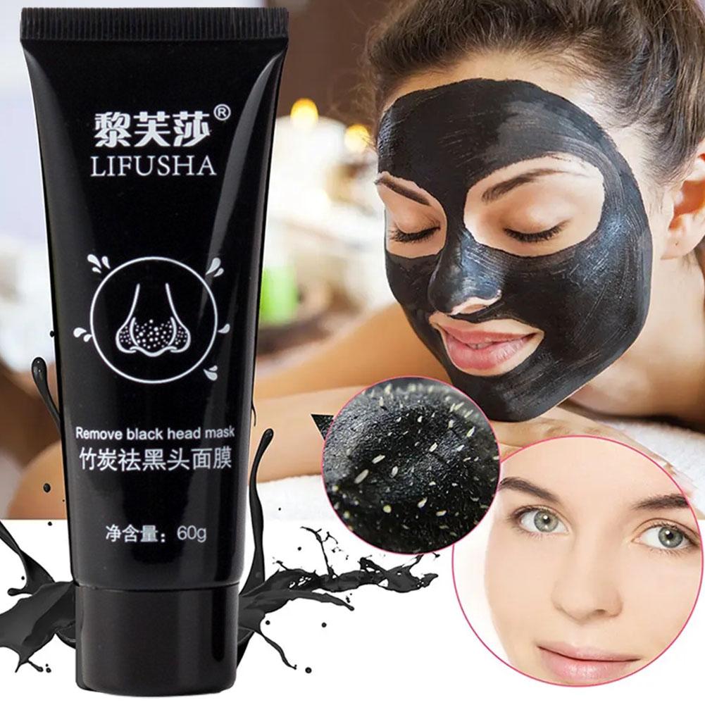 Huangdian Profesional 60g Bamboo Carbon Black Mud Facial Mask Active ...
