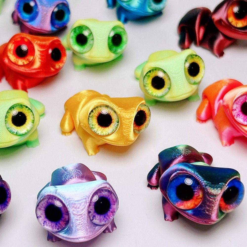 Frog Sculpture Cute Big Eyes 3D Printed Frogs Ornament Cartoon ...