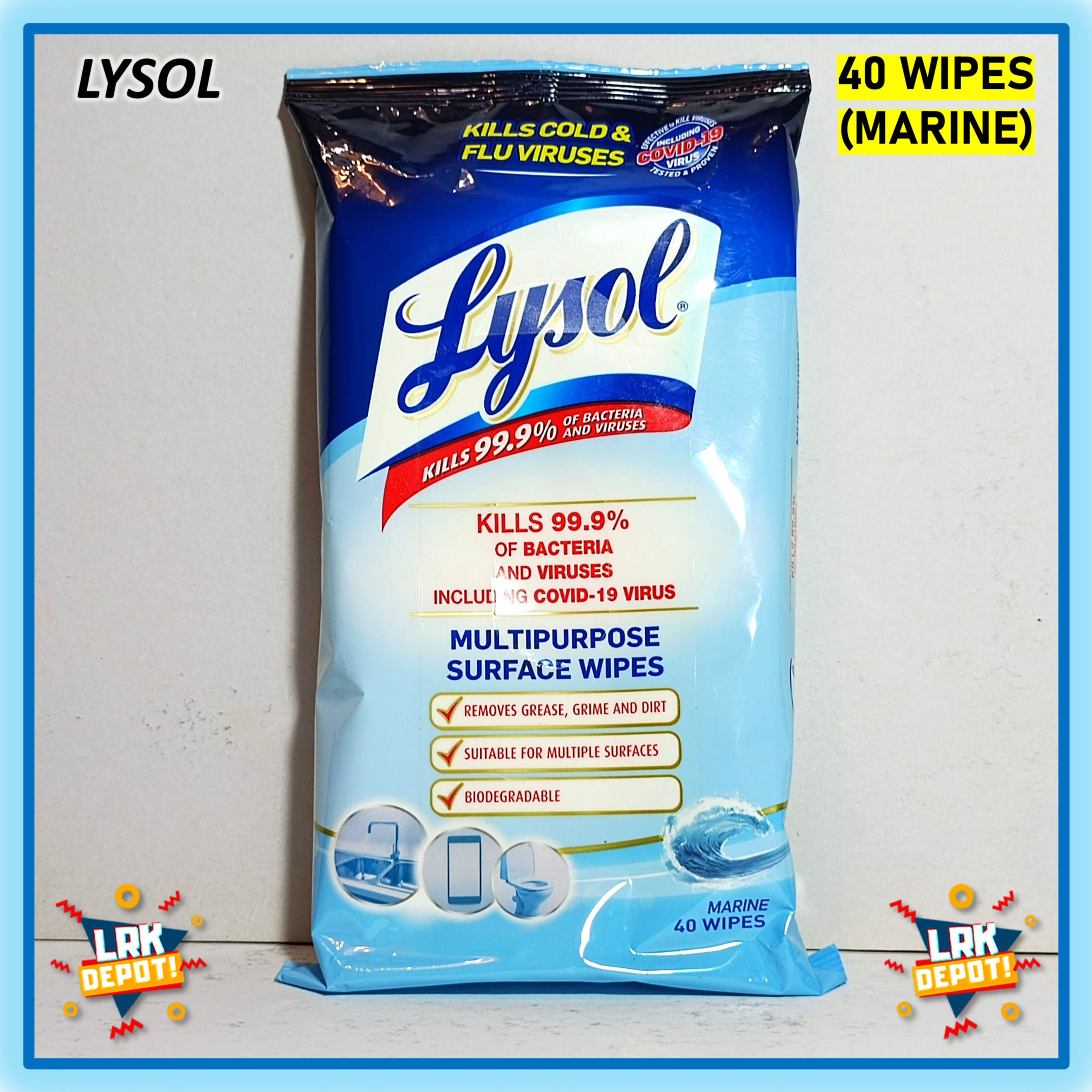 LYSOL Multipurpose Surface Wipes (MARINE scent) - 40 Sheets per pack ...