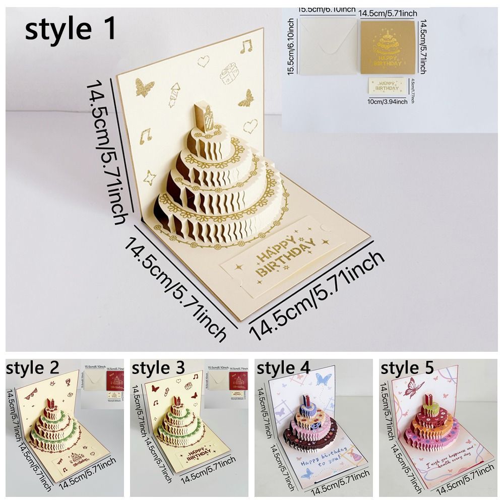 Message Cards Folding 3D Birthday Card with Envelope Handmade Happy ...