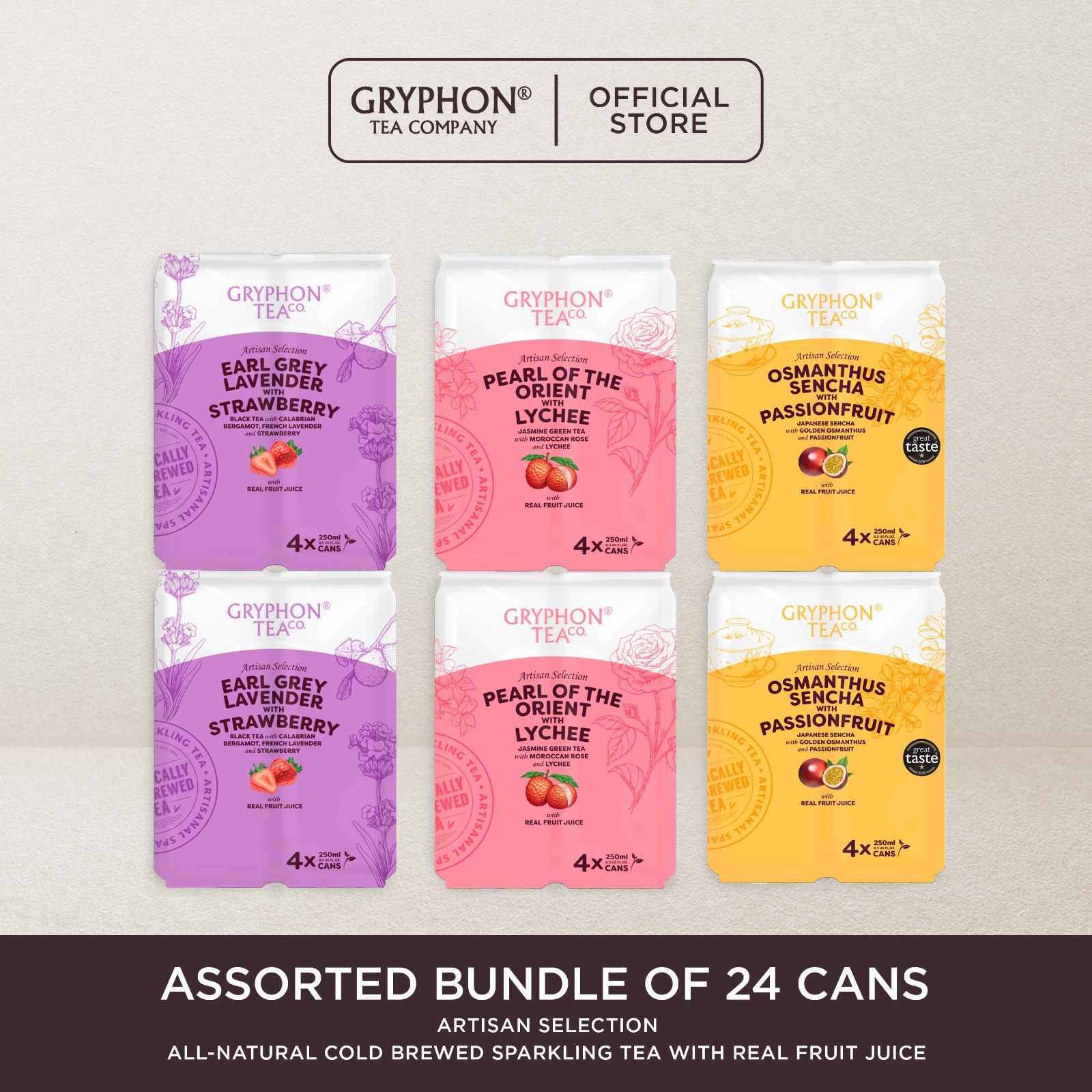 [GRYPHON TEA CO.] Botanically Cold Brewed Sparkling Tea Cans Assorted ...