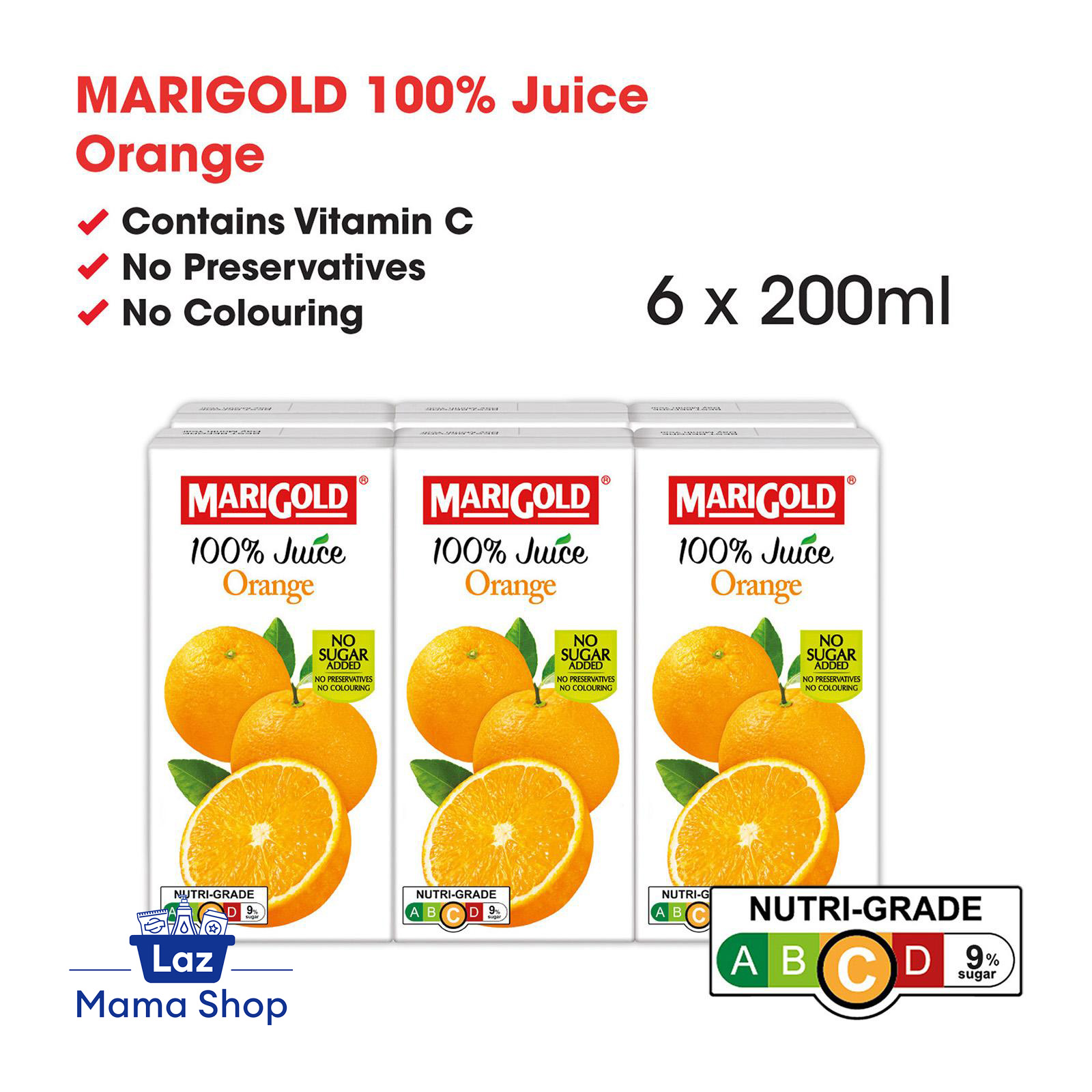 Marigold 100% Orange Juice (6 x 200ml) (Laz Mama Shop) | Lazada Singapore