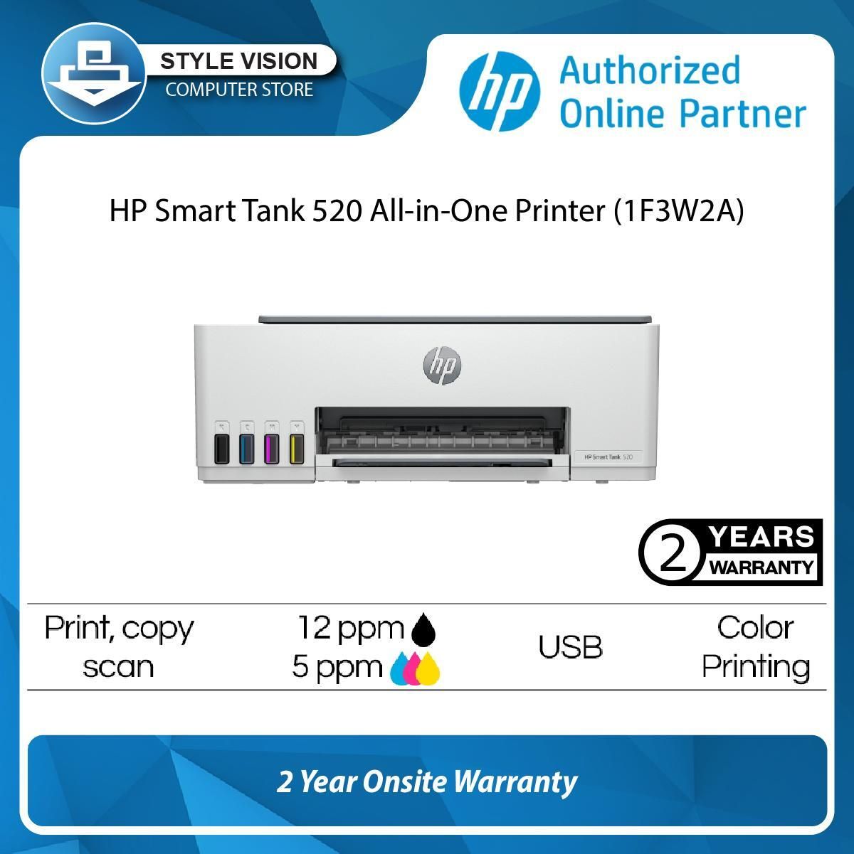 HP Smart Tank 520 All-in-One Printer (1F3W2A) | Lazada