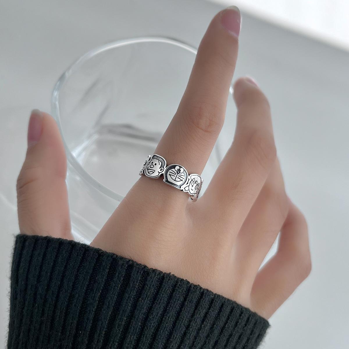 Doraemon Ring Women's Cute Cartoon Ins Style Personality Family Opening ...