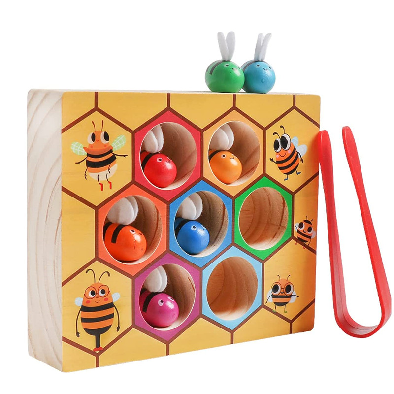 Kids Fine Motor Skill Toy, Clamp Bee to Hive Matching Game, Montessori ...
