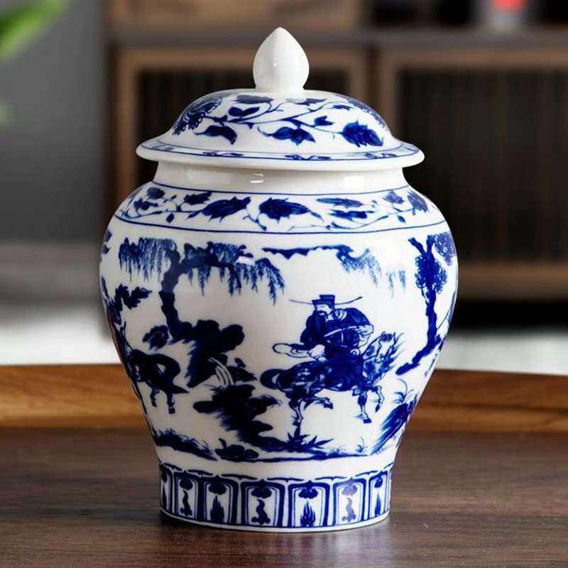 Blue And White Porcelain Ceramic Tea Pot General Can Sealed Storage ...