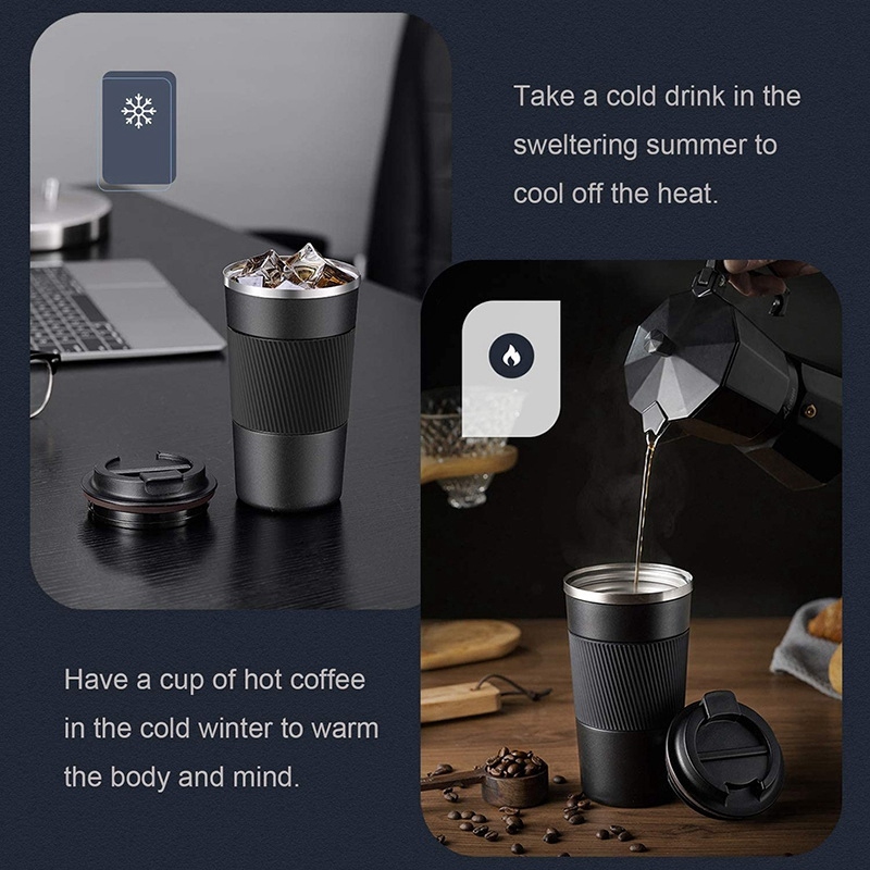 Travel Mug Reusable Insulated Coffee Cups Vacuum Insulation Stainless ...