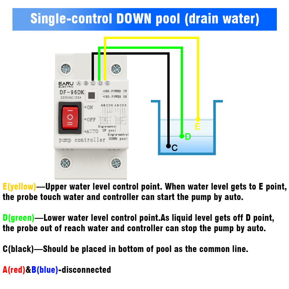 AC DF-96DK Automatic Water Level Controller Switch 20A 220V 110V Water ...