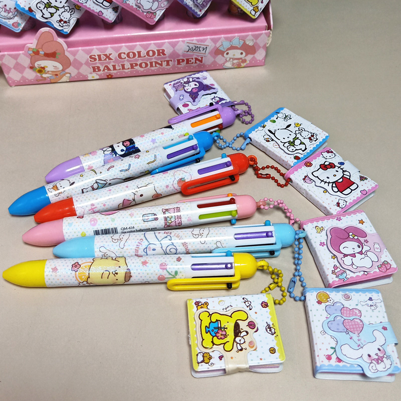 Cartoon Sanrio Ballpoint Pen 6-color Marker Kuromi Melody Cinnamoroll ...