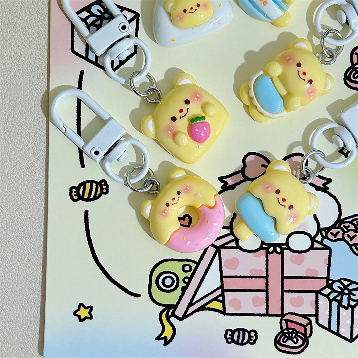 1Pc Cartoon Cute Yellow Butter Bear Key Chain Sweet Girls Japanese ...